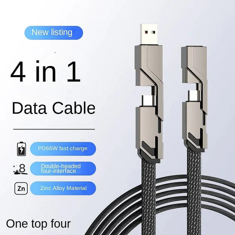 🔥New Hot Sale 4-in-1 Cable 100W [Fast Charging & Data Sync] Flat Braid ...